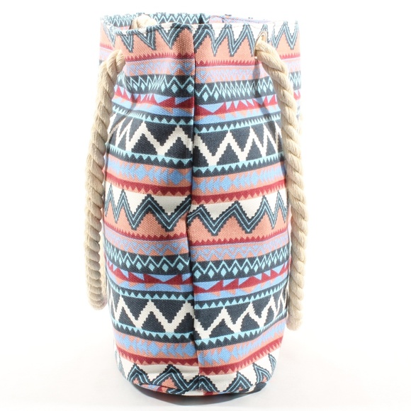 Bags | Womens Tote Canvas Printed Rope Handle Bag New | Poshmark